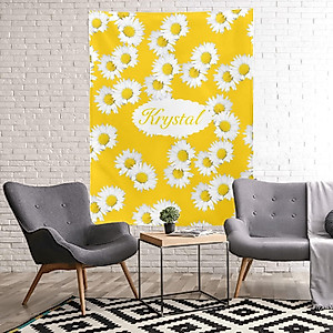 XOZOTY Personalized Yellow Daisies Baby Blanket with Name Text Custom Newborns Infants Swaddling Blankets for Boys &Girls Shower Birthday Gift 30 X 40 inches