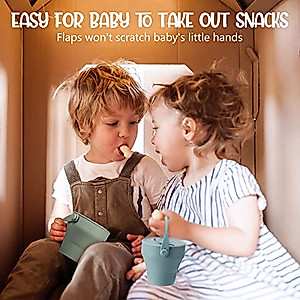 2 Pcs Snack Cups for Toddlers 12oz Collapsible Cup Toddler Cups Spill Proof Toddler Snack Cups Baby Silicone Snack Cup No Spill Bowls for Toddlers Infant Snack Containers (Blue, Green)