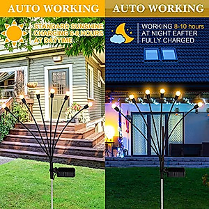 6 Pack 36 LED Solar Firefly Swaying Lights Outdoor Solar Powered Firefly Pathway Lights Waterproof Landscape Pathway Lights Swaying Decorative Warm Lights with Stake for Yard Patio Decor