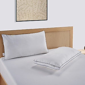 LANE LINEN Bed Pillows King Size Set of 2 (20"x36") - Soft Gusseted Pillow for Back, Stomach or Side Sleepers - Hotel Quality Down Alternative King Pillows 2 Pack - White