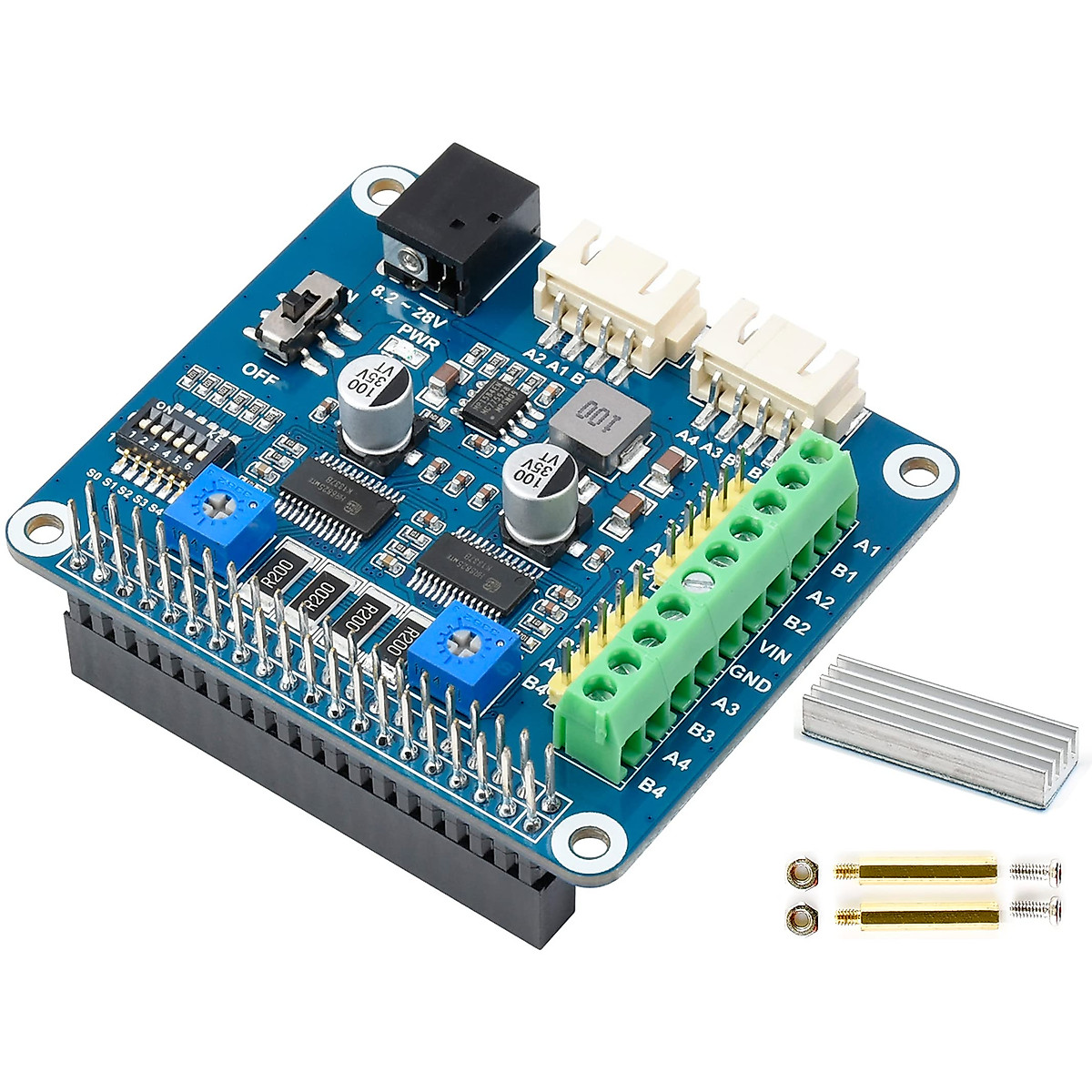 Stepper Motor HAT Dual Onboard 2-CH HR8825 Motor Driver Chip,Drive two Stepper Motors Up To 1/32 Microstepping,Apply to 3D Printer, Sculpturing machine, Mechanical Arm,for Raspberry Pi/ Jetson Nano