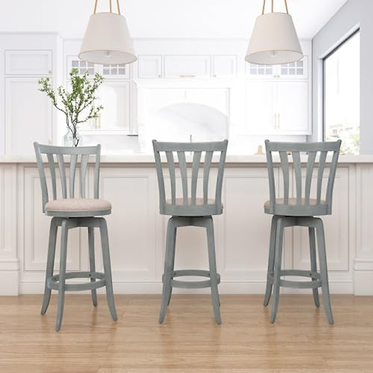 Hillsdale Furniture Savana Wood Bar Height Stool, 30" high, Blue Wire Brush