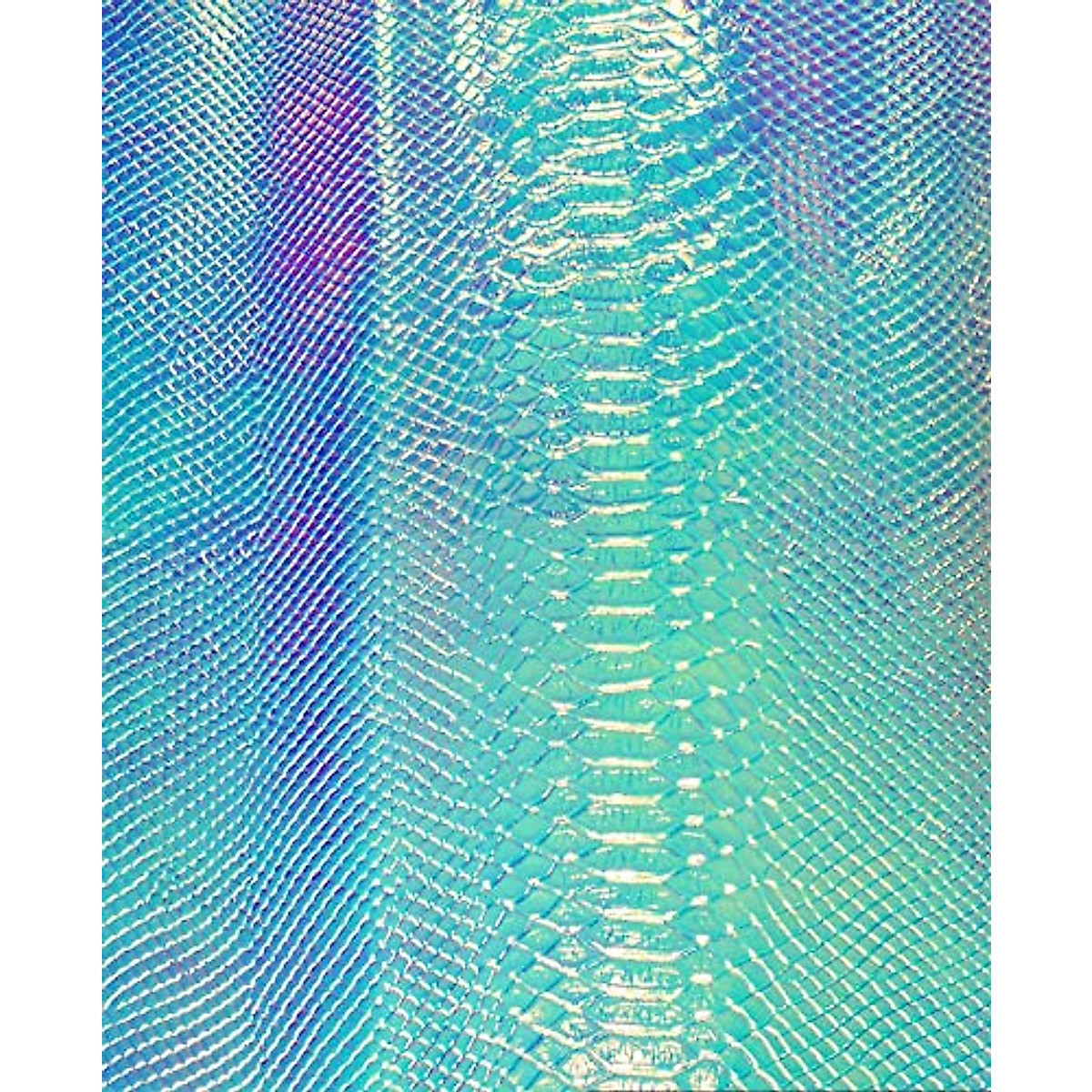 Fabric Empire Vinyl Upholstery Embossed Snake Holographic Glossy Fabric Light Blue 54" Wide Sold by The Yard