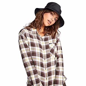 Volcom Women's Plaid to Meet U Long Sleeve Flannel Shirt, Espresso, X-Small