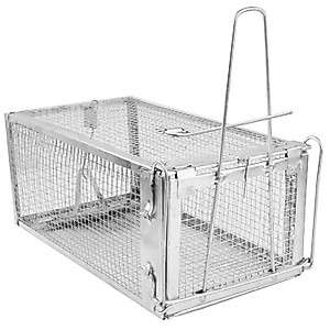 Moclever Humane Rat Trap Rat Trap Cage Humane Live Rodent Trap Cage Live Rat Trap Galvanized Iron Mice Mouse Control Bait Catch w/Detachable U Shaped Rod-10.7"X 5.4"X 4.4"-3PCS