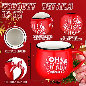 Suttmin 12 Pcs Ceramic Christmas Mugs Set 12 Oz Christmas Coffee Mugs with Ribbon Christmas Cups for Tea and Coffee Xmas Holiday Gift Tiered Tray Decor for Hot Cocoa Kitchen Table, Red, Green, White