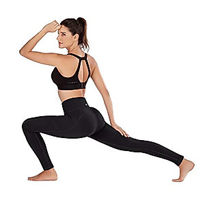 Ewedoos Women's Yoga Pants with Pockets - Leggings with Pockets, High Waist Tummy Control Non See-Through Workout Pants (EW320 Black, X-Large)
