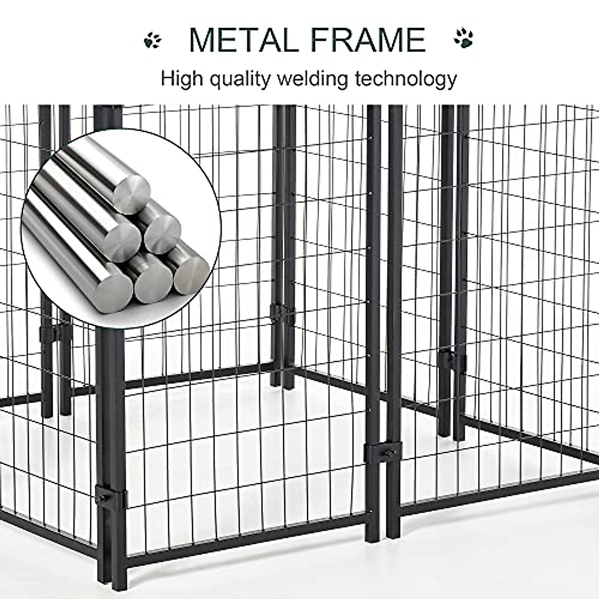 PawHut 8' x 4' x 6' Dog Playpen Outdoor, Dog Kennel Dog Exercise Pen with Lockable Door, Water-Resistant Canopy, for Medium and Large Dogs