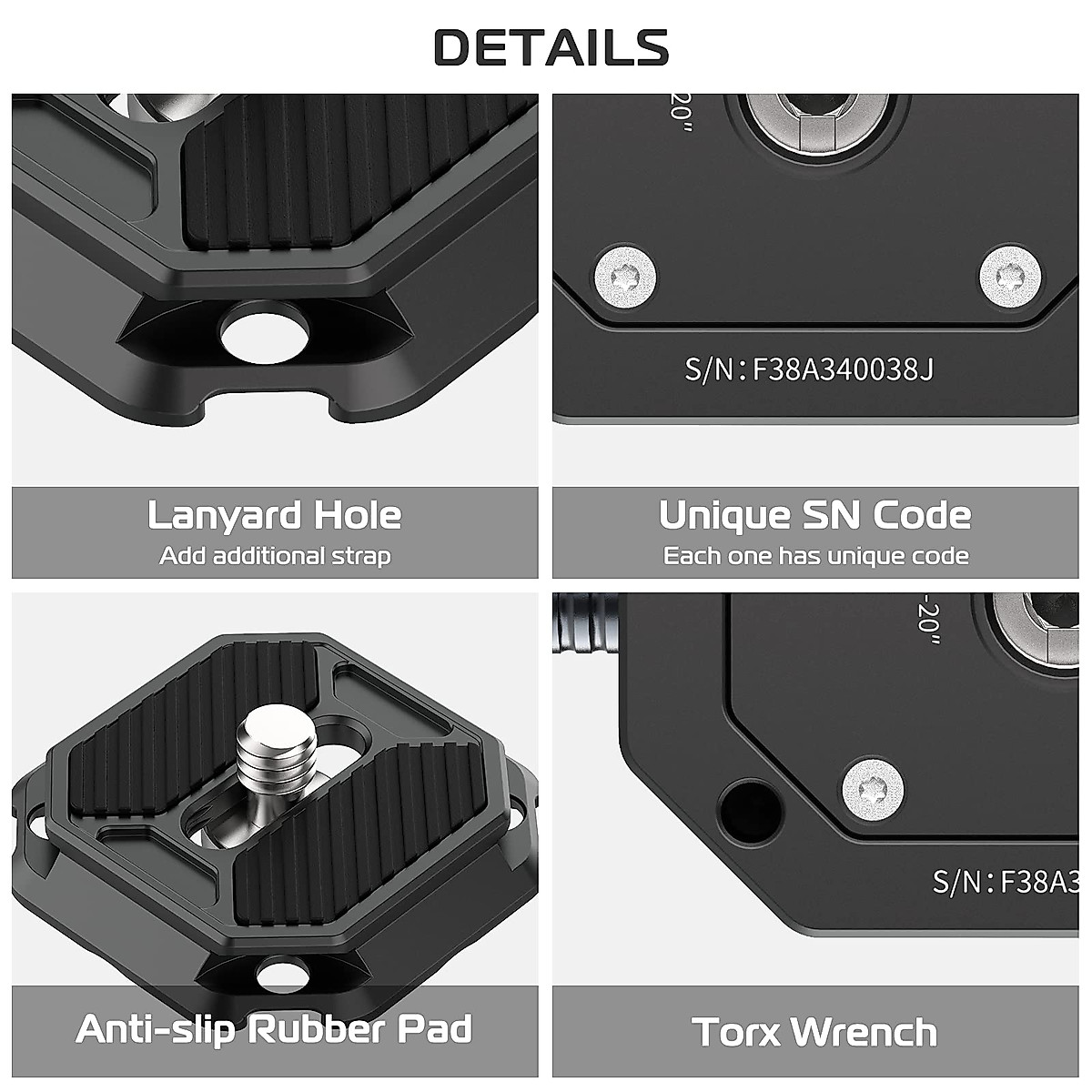 VIJIM FALCAM F38 Quick Release Plate,38mm Universal Camera Mounting Adapter w 1/4in-3/8in Screw Thread,Aluminum Quick Release System QR Plate,Fits for Sony Canon Tripod Monopod DSLR Stabilizer Slider