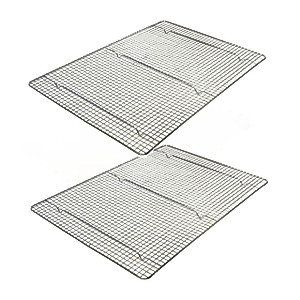 TrueCraftware Set of 2 Chrome Plated 20"-1/2 x 14-1/2" Footed Wire Icing/Cooling Rack fits 22" X 16" pan- Baking Rack Cookie Cooling Racks for Baking & Cooking