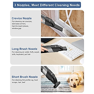 SEBIDER Handheld Vacuum Cleaner 8000Pa Cordless Hand Mini Car Vacuum Rechargeable Portable Vac for Pet Hair, Home, Carpet, Car Cleaning(Black Gray)