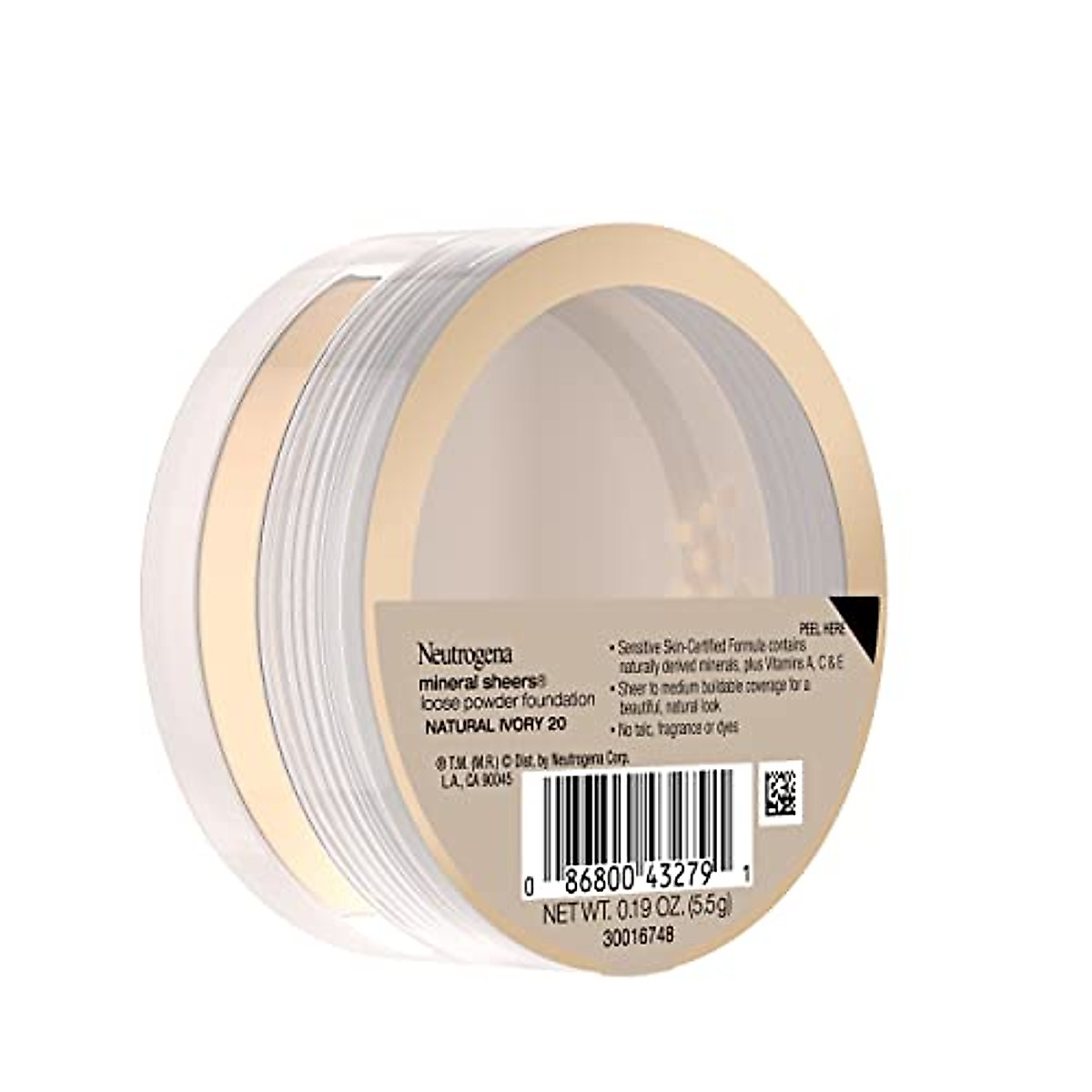 Neutrogena Mineral Sheers Lightweight Loose Powder Makeup Foundation with Vitamins A, C, & E, Sheer to Medium Buildable Coverage, Skin Tone Enhancer, Face Redness Reducer, Natural Ivory 20.19 oz