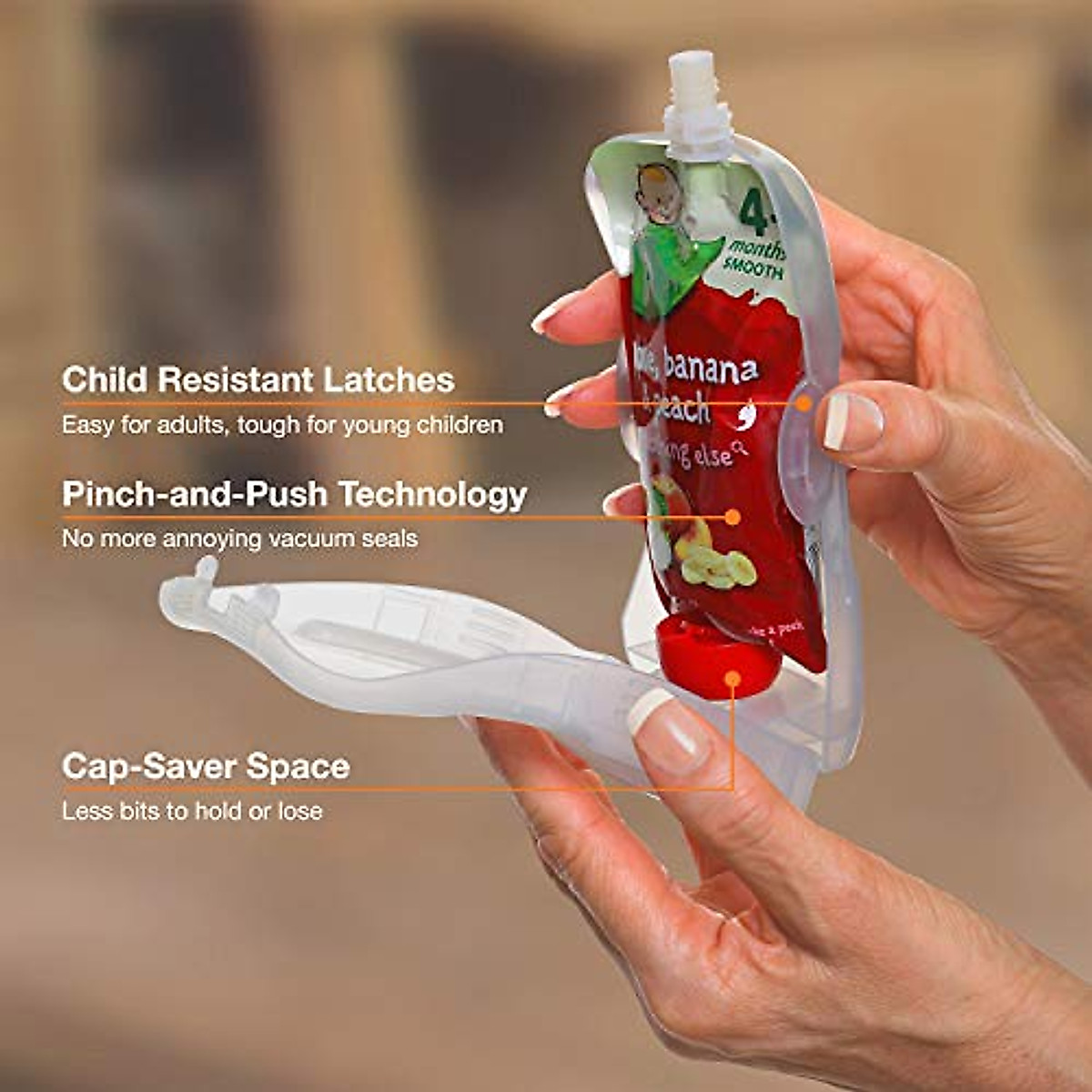 Dreambaby Pouch Pal Self Feeding Baby Food Pouch Holder - No Squeeze, No Spill, No Mess Reusable Container for Toddlers 1 Count (Pack of 1)