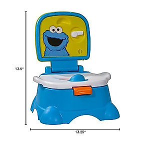 Sesame Street Cookie Monster Terrific 3-in-1 Potty Training Toilet Seat and Step Stool, Easy to Clean Design with Flush Handle and Sounds, Great for Travel, Perfect for Toddler Boys and Girls 1-3