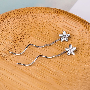 Wavy Long Link Plumeria Flowers Tassel Earrings for Women Teen Girls Elegant Earrings Party Gift
