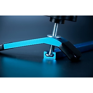 for Woodworking T-Track Clamps: ZokMok 4pcs Hold Down Clamps for Woodworking, 5 inches Length T Rail Track Slot Bolts Washeres and 5-star Nuts (T TRACK CLAMPS, Light Blue)