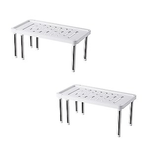 Atkits 2 Pack Under Sink Organizer Expandable Under Sink Organizer and Storage Multi-Use Under Kitchen Cabinet Storage Shelf Adjustable,White