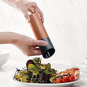 Pepper Grinder, Wood Pepper Grinder Pepper Mill, YFWOOD Manual Salt Grinder Adjustable Refillable Wooden Pepper Mill Salt - Gift（Black -1 Piece）
