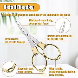 2PCS Folding Scissors, Portable Travel Scissors, Gift for Men Glasses Shaped Mini Shear Telescopic Cutter, Anti Rust Stainless Steel Scissors for Fishing Sewing Home Office (Rose Gold, Gold) -Samest