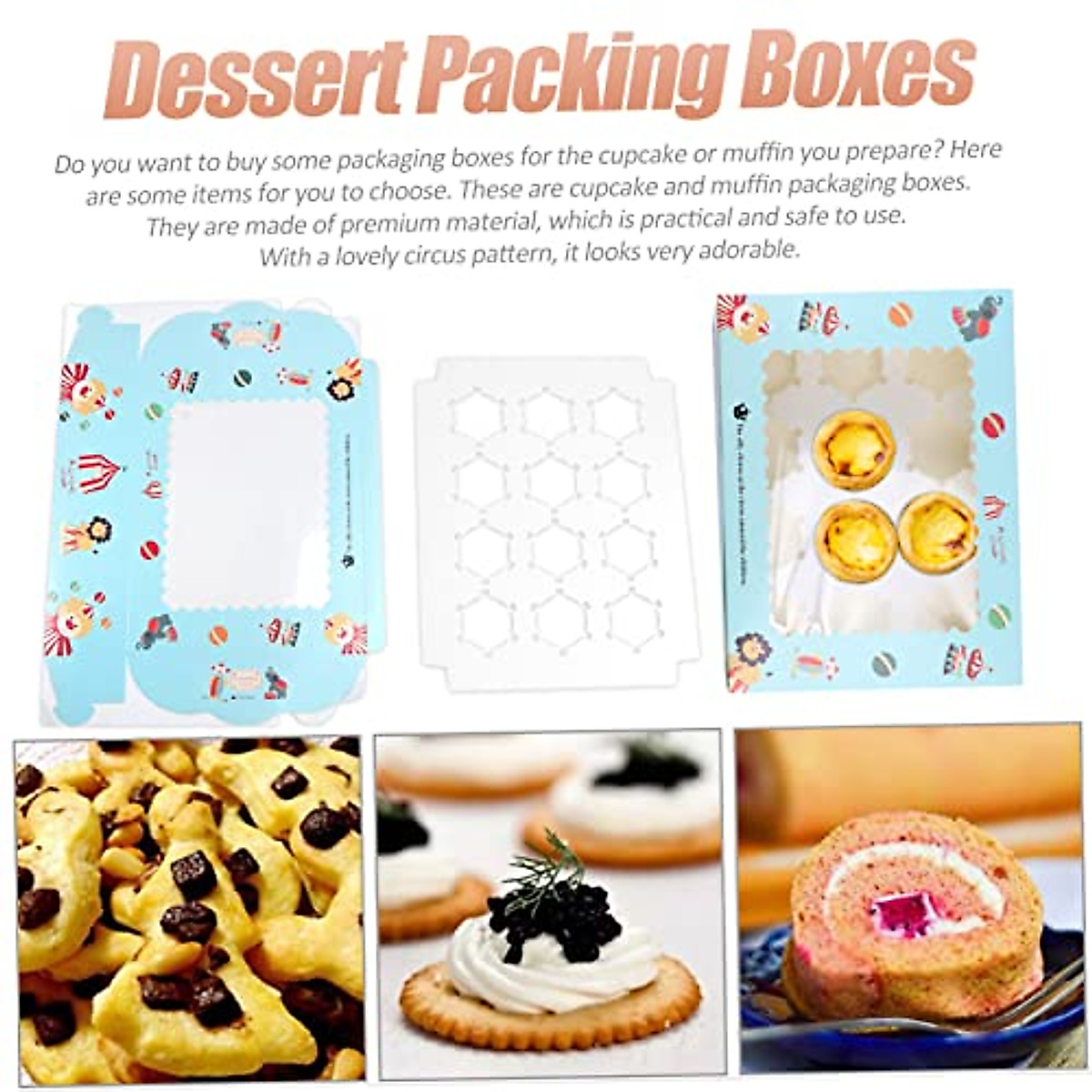 OKUMEYR 6pcs 12 Boxes Cake Box Mini Muffins Disposable Cake Stand Mini Cake Containers Cupcake Carrier Box Moon Cake Box Clear Dome Box Food Grade Cardboard Cupcake Packing Boxes Cake Roll