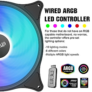 PCCOOLER ARGB 120mm Case Fan, 3 Pack FX120 RGB Fans Computer Case Fans, Aura +5V/3 PIN Addressabel PC Fans Advanced Lighting Customizations - PWM High Performance Cooling Fan for PC Case Computer Fan
