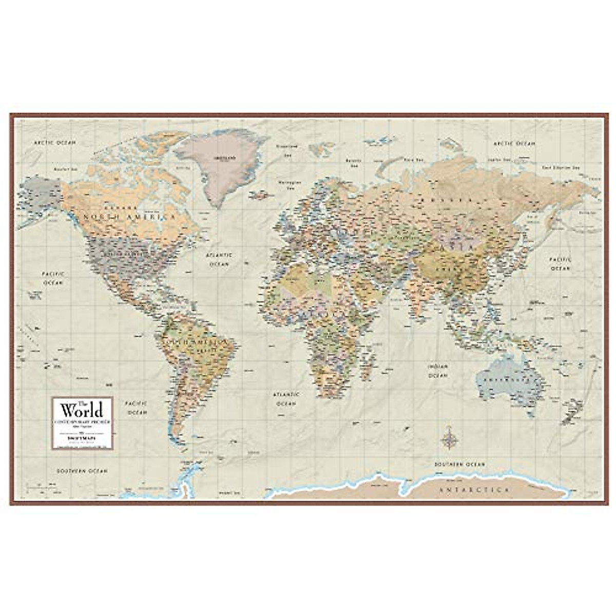 Swiftmaps 18" x 27" World Map Contemporary Premier Wall Map Poster Mural, Laminated, Made in the USA