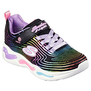 Skechers Kids Wavy Beams Sneaker, Black/Multi, 12 US Unisex Little Kid