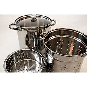 EXCELSTEEL 4 Piece 18/10 Stainless Steel Multi-Cookware Set With Encapsulated Base, 12 Qt