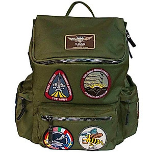 Top Gun Nylon Backpack with Patches (Olive)