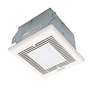 Maxxima Luvoni 80 CFM Bathroom Exhaust and Ventilation Fan - 3000K Warm White 600 Lumen LED Light, Quiet 1.5 Sones Operation, White Grill Ceiling Fan