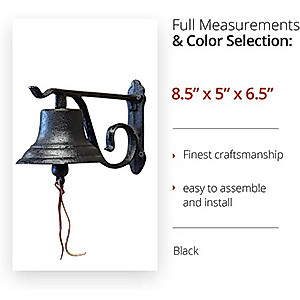 NACH JS-90-091 Classic Fine Cast Iron Rustic Hanging Doorbell, 8.5 x 5 x 6.5 Inches, Small, Black