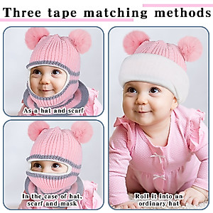 2 Pcs Baby Winter Hat Scarf Set Toddler Winter Hat Infant Beanie Hat Toddler Balaclava Earflap Hat for 1-5 Year Old Girl Boy (Pink, Black)
