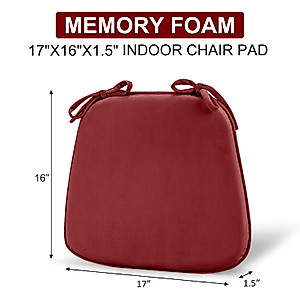 LOVTEX Chair Cushions for Dining Chairs 4 Pack - 17"x16"x1.5" Kitchen Chair Cushions - Dining Chair Pads with Ties, Red