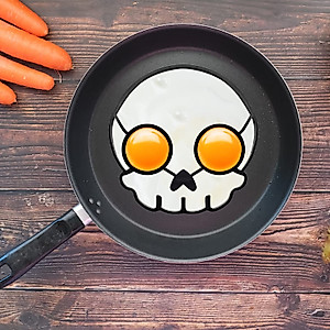 Halloween Horror Skull Fried Egg Mold, Breakfast Omelette Molds, Silicone Skull Cooking Shaper Ring DIY Accessory for Kitchen Camping