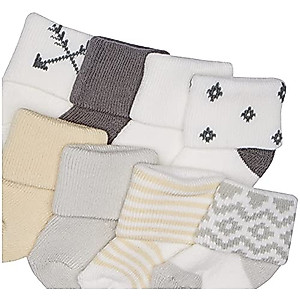 Hudson Baby Unisex Baby Cotton Rich Newborn and Terry Socks Aztec, 0-6 Months