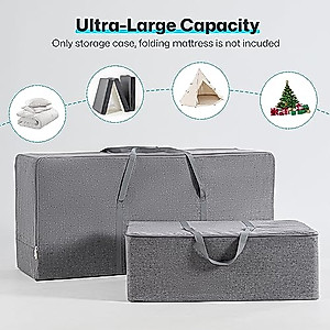 Folding Mattress Storage Bag - Trifold Memory Foam Mattress Carry Case, Portable Mattress Sofa Bed Carrying Box for 4" Full & Queen Size Foldable Floor Mattress, 60"x27.5"x13"