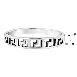 AeraVida Trendy Greek Key Simple Band .925 Sterling Silver Ring | Statement Fashion, Promise Ring, Couple Unisex Ring | Size 8
