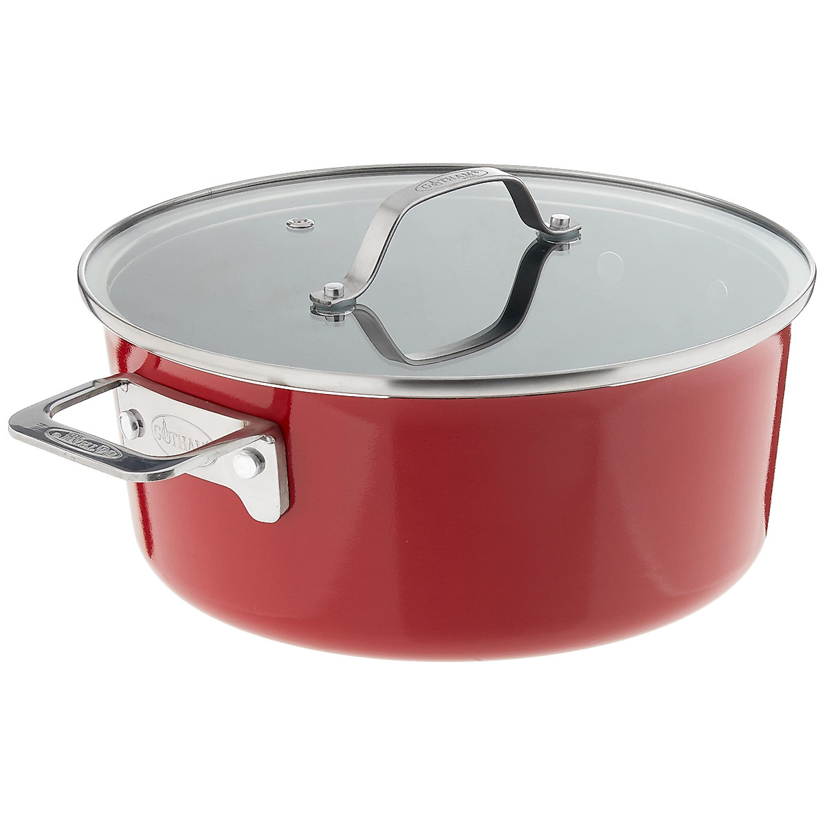 Gotham Steel STACKMASTER Pots Stackable 10 Piece Cookware Set Ultra Nonstick Cast Texture Coating Includes Fry Pans, Red