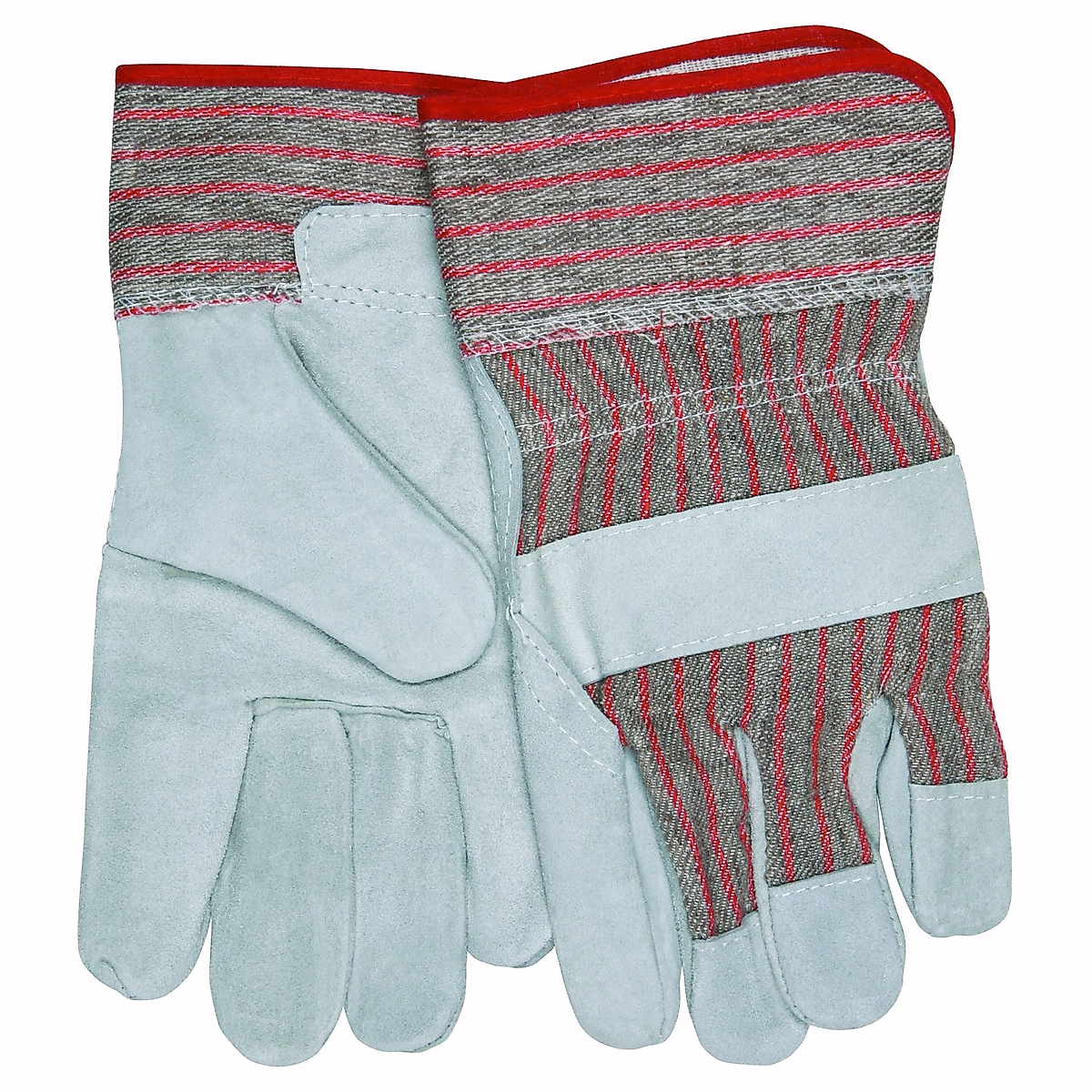 MCR Safety 1200S Split Cow Leather Palm Men's Gloves with Starched Safety Cuffs, Natural Pearl, Large, 1-Pair