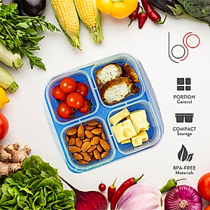 Snack Containers - 7 Pack, 4 Compartment Snack Containers, Lunchable Container, Lunchable Containers 4 Compartments, Kids Lunch Box Containers, Snack Containers For Adults, Lunchables Containers