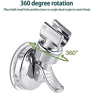 Zeta® Adjustable Attachable Rotatable Bathroom ABS Handheld Showerhead Bracket Wall Mount Holder with Suction Cup, Polished Chrome