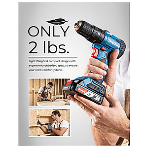 Dong Cheng 20V Brushless Heavy-duty Impact Drill, 435 in.lbs, 27000 BPM, 1/2" Keyless Metal Chuck, 20+1+1 Clutch, Cordless Hammer Drill with 2 Battery Kit for Drilling Brick Wall, Metal, Wood
