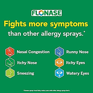 Flonase Allergy Relief Nasal Spray, 24 Hour Non Drowsy Allergy Medicine, Metered Nasal Spray - 144 Sprays- Fall and Seasonal Allergy Relief