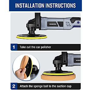 WORKPRO 7.5 Inch Buffing Sponge Pads, 5Pcs 7.5 Inch Face for 7 Inch Backing Plate, Cutting Polishing Pad Kit for Car Buffer Polisher Compounding, Polishing and Waxing