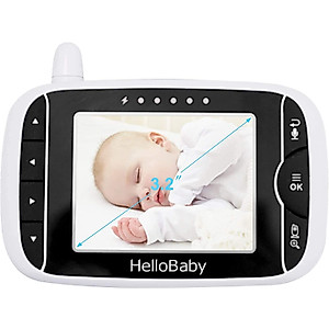 HelloBaby Video Baby Monitor with Camera and Audio - Infrared Night Vision | Two-Way Talk | Room Temperature | Lullabies | Long Range and High Capacity Battery