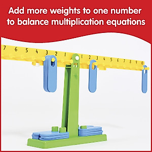 edxeducation Student Math Balance - In Home Learning Manipulative for Early Math and Number Concepts - Includes 20 Weights - Beginner Addition, Subtraction and Equations