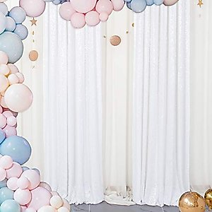 Sequin Curtains 2 Panels White 2FTx8FT Sequin Photo Backdrop White Sequin Backdrop Curtain Pack of 2-1011E
