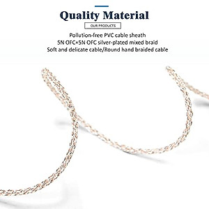 0.78mm 2Pin 5N OFC Copper+Graphene Earphone Replacement Cables for Audeze iSINE20 LCDi3 LCDi4 64audio A12t U12t DUNU SA6 SA3 DM480 UM 3DT MEXT 2HT Oriolus Blessing2 KXXS (4.4mm Plug, 0.78mm 2Pin)