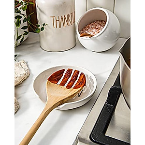 LE TAUCI Spoon Rest for Kitchen Counter, Spoon Rest for Stove Top, Farmhouse Kitchen Decor, Ceramic Utensil Holder for Cooking, 5 Inch - Set of 4, Oyster White