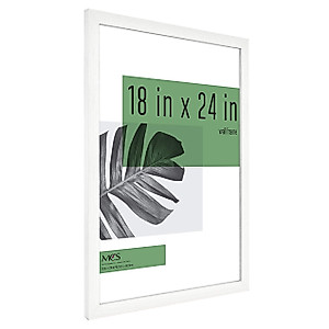MCS Studio Gallery 18x24 Poster Frame White Woodgrain, Vertical & Horizontal Wall Hanging Large Picture Frame for Photos, Posters & Art Prints (1-Pack)